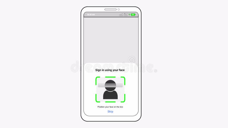 Modern Smartphone Face Scanner System Animation with Smartphone Stock ...