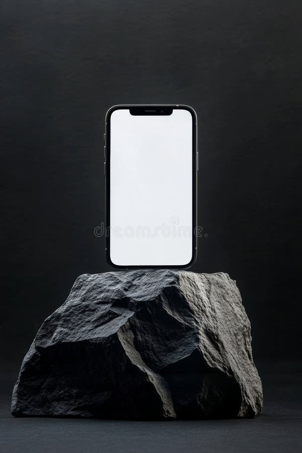 Modern Smartphone Floating Above Rock with Sleek Minimalist Design ...