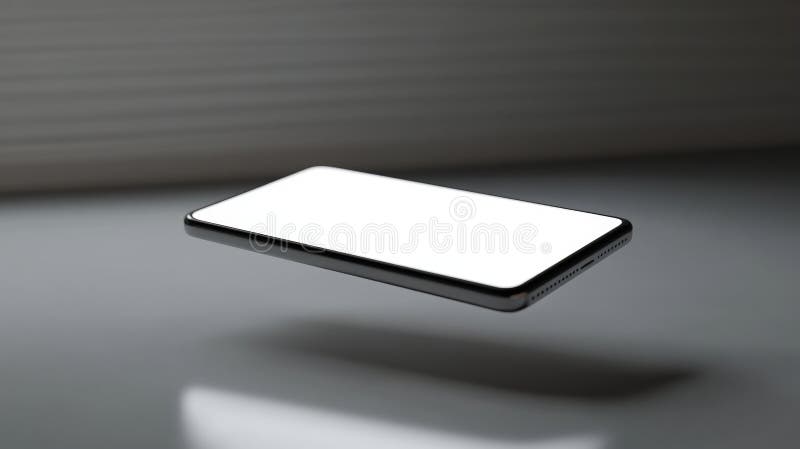 Modern Smartphone Floating with a White Screen Mockup Stock ...