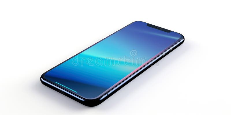 Modern Smartphone with Glossy Screen Isolated on White Background Stock ...
