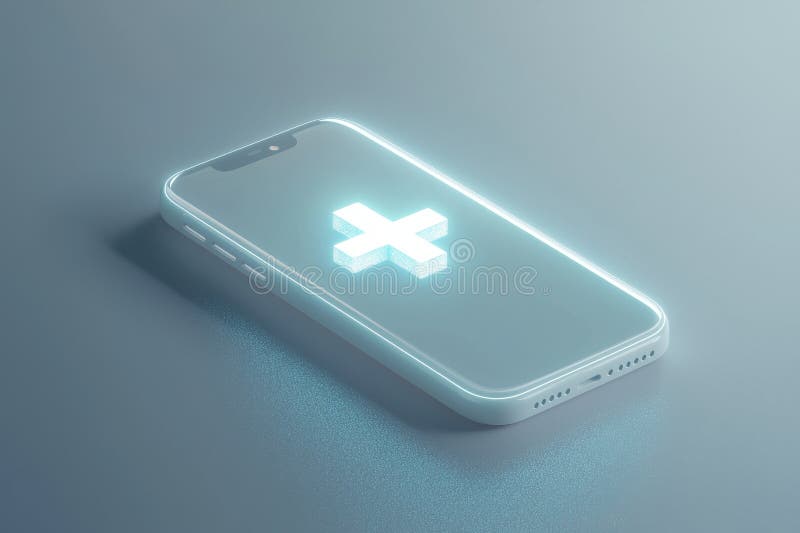 Modern Smartphone with a Glowing Plus Symbol on the Screen, Symbolizing ...