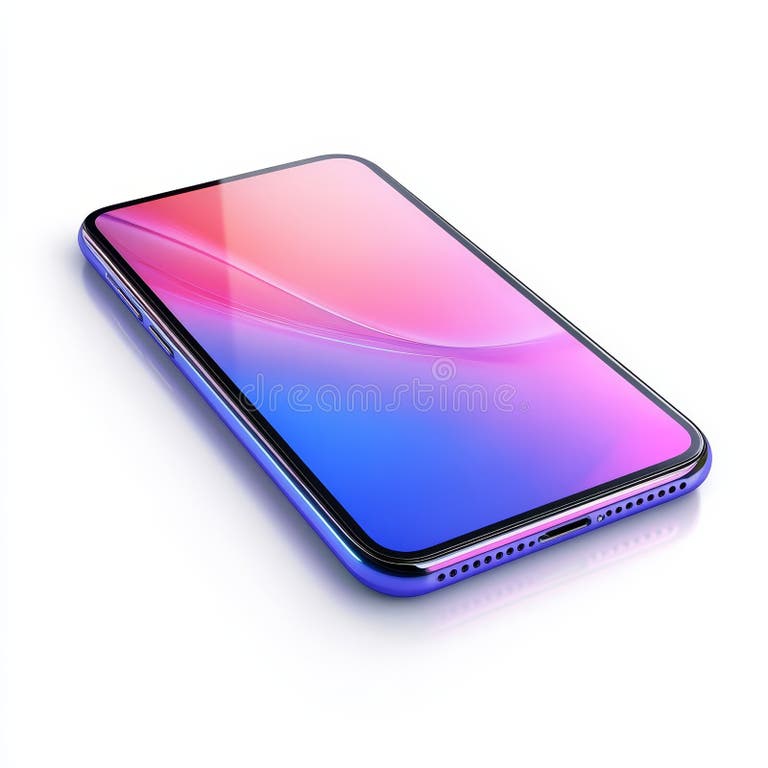 Modern Smartphone with Gradient Screen on White Background Stock ...
