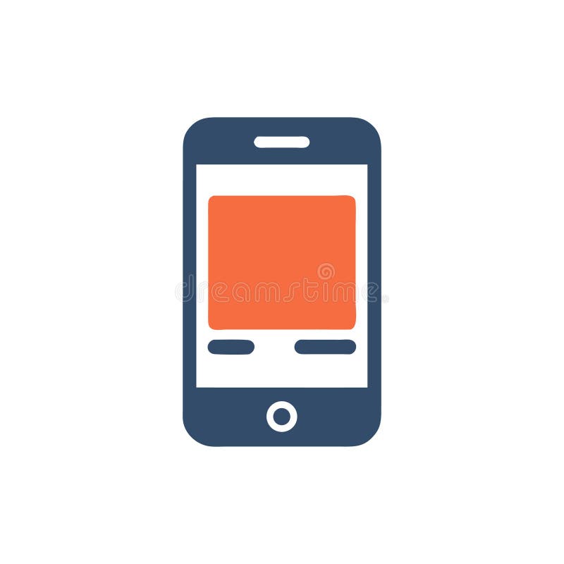 Stylized Smartphone Illustration with Orange Screen on White Backround ...