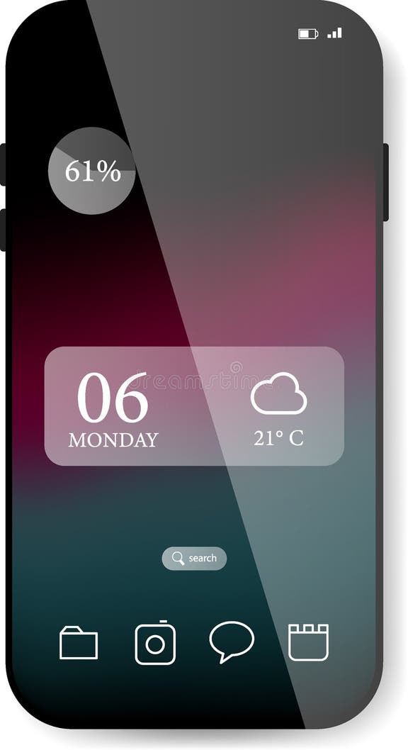 Modern Smartphone Interface with Date Widget and Battery Indicator ...