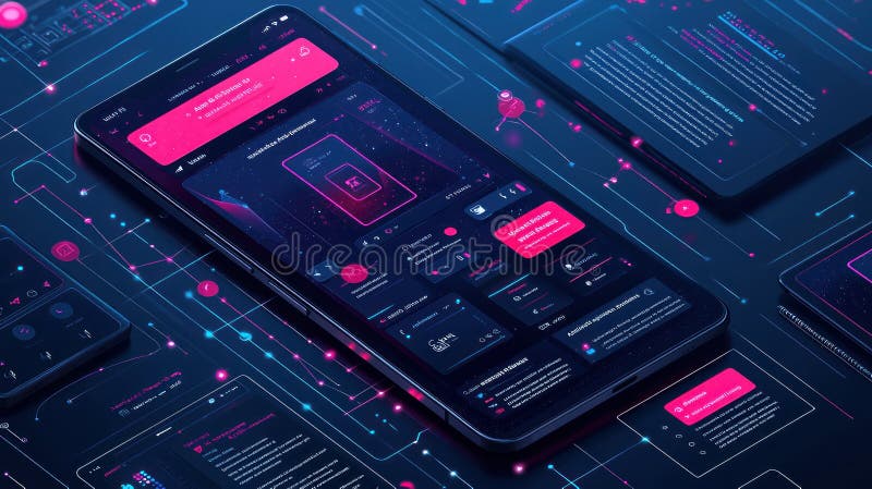 A Modern Smartphone Interface Displaying a Digital World. 3D Abstract ...