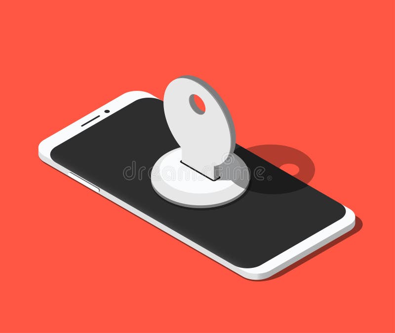Modern Smartphone with a Keyhole on Its Screen and a Key in it Stock ...