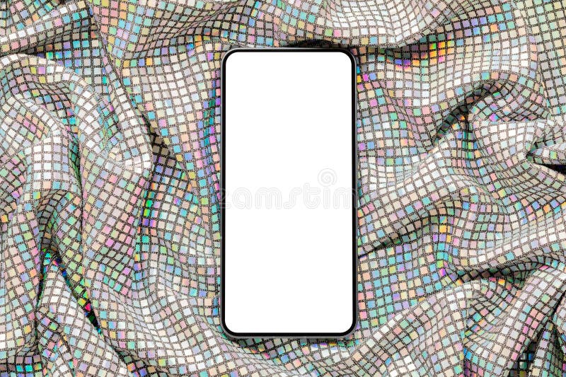 Modern Smartphone Lying on a Colorful Woven Fabric Surface Stock Photo ...