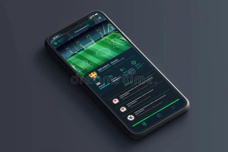 Modern Smartphone Lying on a Surface Displaying a Football Game ...