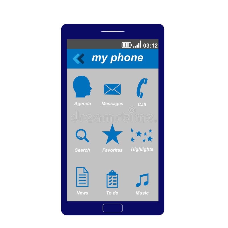 Modern Smartphone Menu with Different Icons Stock Illustration ...