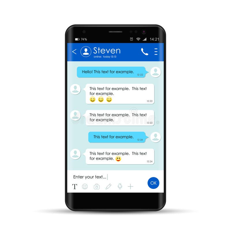 Modern Smartphone with Messenger App Window. Chatting and Messaging ... Modern Smartphone with Messenger App Window. Chatting and Messaging ...