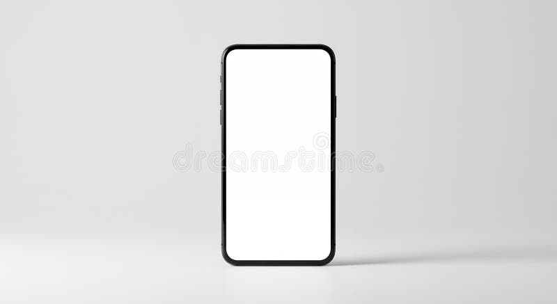 Modern Smartphone Mockup: Blank Screen, Black Frame, Isolated on White ...