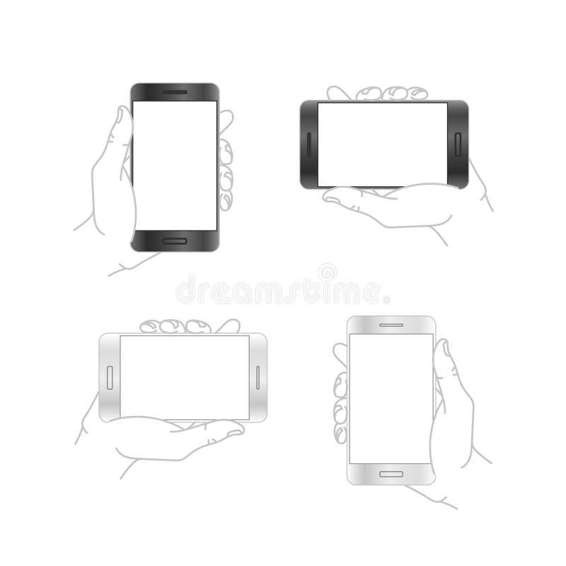 Modern Smartphone Mockup. Mobile Phone in Hand Stock Vector ...