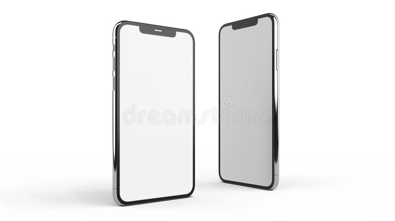 Modern Smartphone Mockups with Empty Screens, Displayed on a Plain ...