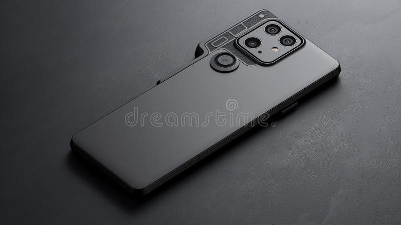 Modern Smartphone with a Multi-lens Camera Setup on a Textured Dark ...