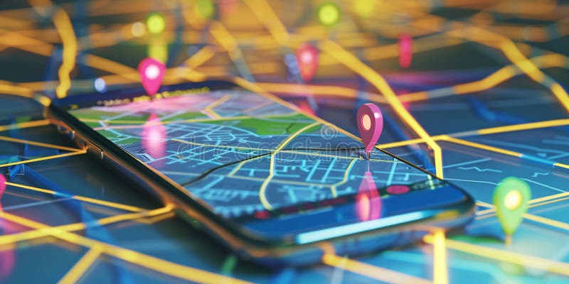 Modern Smartphone Navigation Concept on Digital Map with Real-Time GPS ...