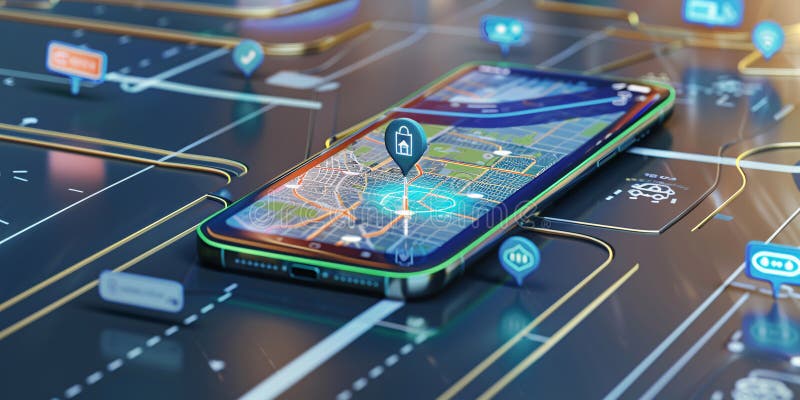 Modern Smartphone Navigation Concept on Digital Map with Real-Time GPS ...
