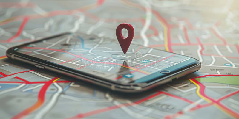 Modern Smartphone Navigation Concept on Digital Map with Real-Time GPS ...