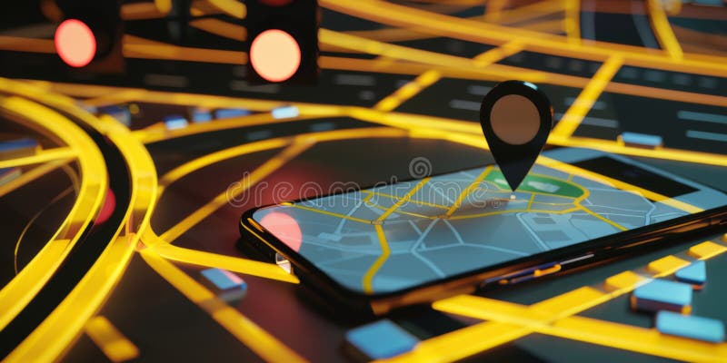 Modern Smartphone Navigation Concept on Digital Map with Real-Time GPS ...