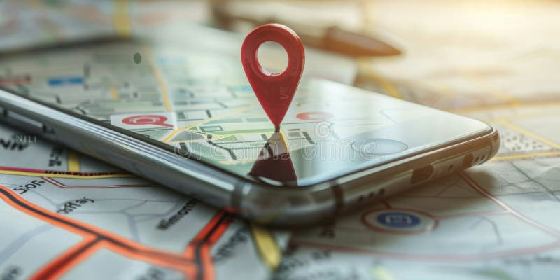 Modern Smartphone Navigation Concept on Digital Map with Real-Time GPS ...