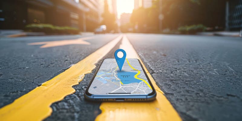 Modern Smartphone Navigation Concept on Digital Map with Real-Time GPS ...