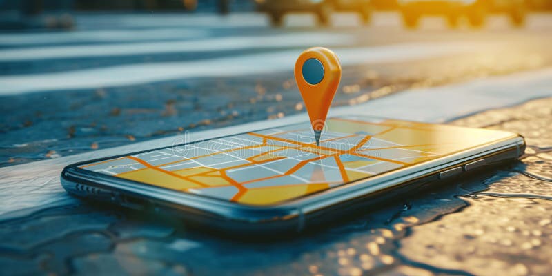 Modern Smartphone Navigation Concept on Digital Map with Real-Time GPS ...