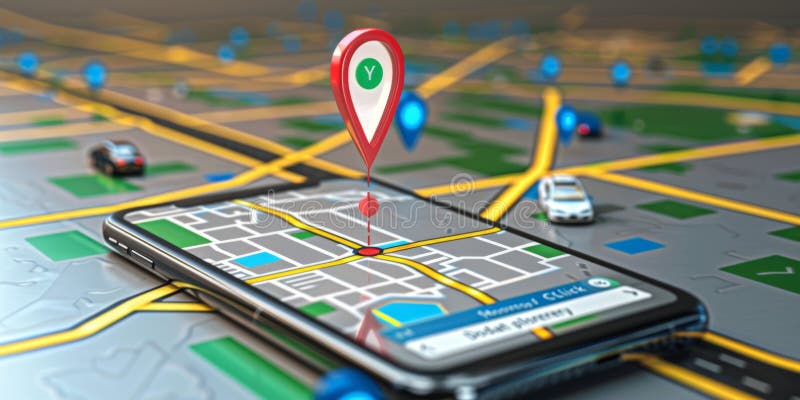 Modern Smartphone Navigation Concept on Digital Map with Real-Time GPS ...