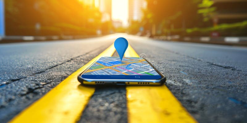 Modern Smartphone Navigation Concept on Digital Map with Real-Time GPS ...