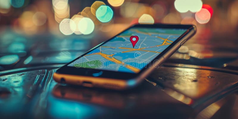Modern Smartphone Navigation Concept on Digital Map with Real-Time GPS ...