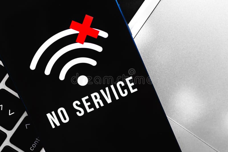 Modern Smartphone with No Service Screen. Communication, Cellular ...