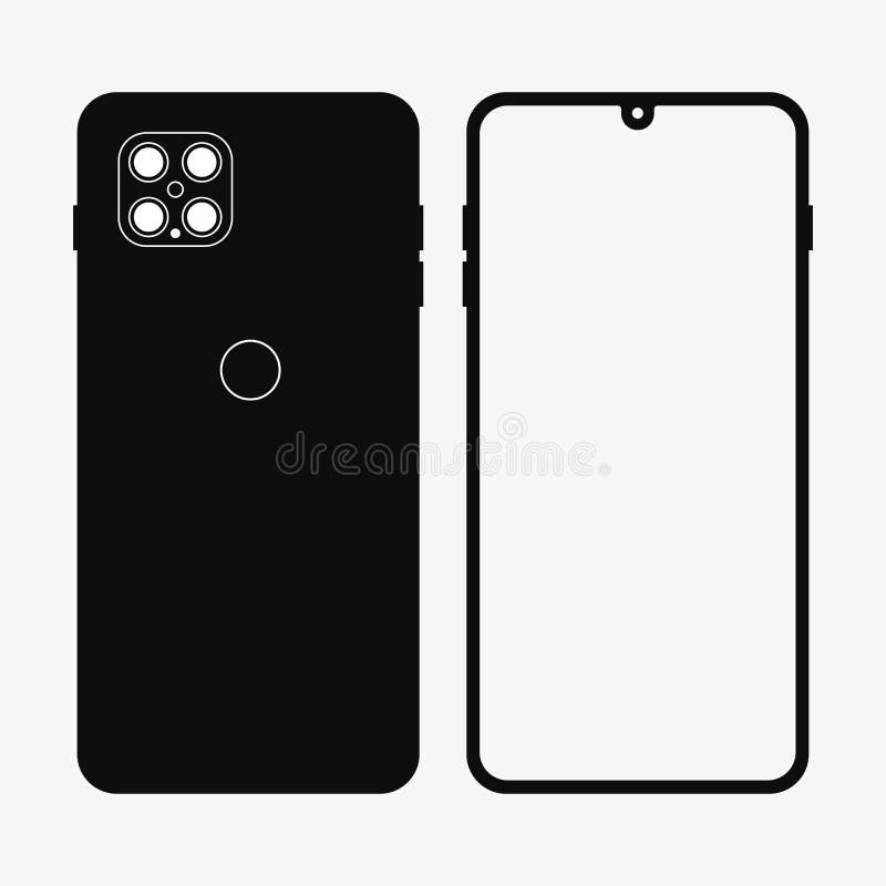Modern Smartphone with Notch and Quad Cameras. Flat Vector Illustration ...