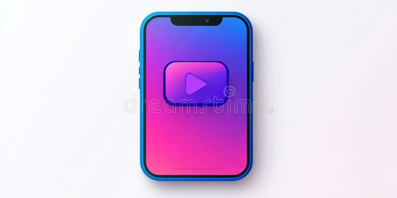Modern Smartphone Play Button Icon on Gradient Background Symbolizing Digital Media Mobile App ...