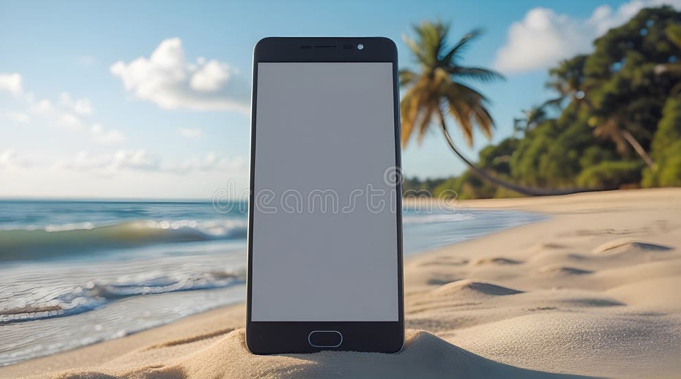 A Modern Smartphone with a Pristine, Unblemished Black Screen Stands ...