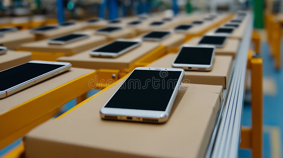 Modern Smartphone Production Line Showcasing a Multitude of Devices ...