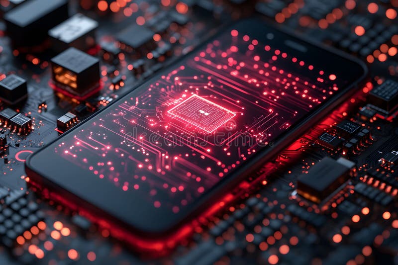 Futuristic Smartphone Technology Interface with Glowing Circuit Board ...