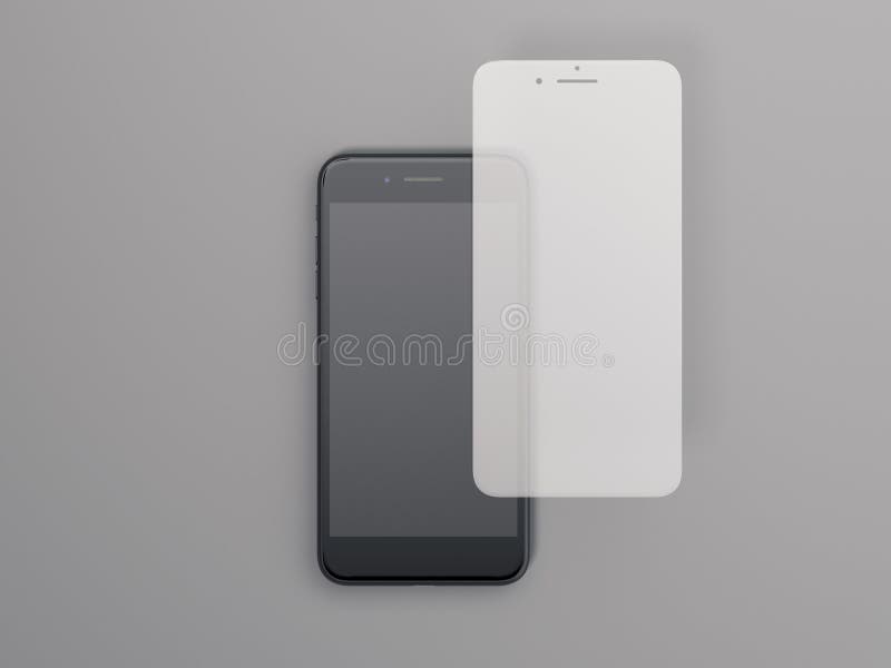 Modern Smartphone with Screen Protect Glass. 3d Rendering Stock ...