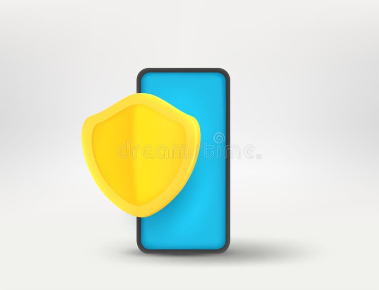 Modern Smartphone with Shield. Mobile Security Concept. 3d Vector Illustration Stock Vector ...