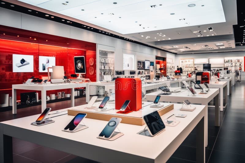 A Modern Smartphone Shop with Many Different New Phones Stock ...