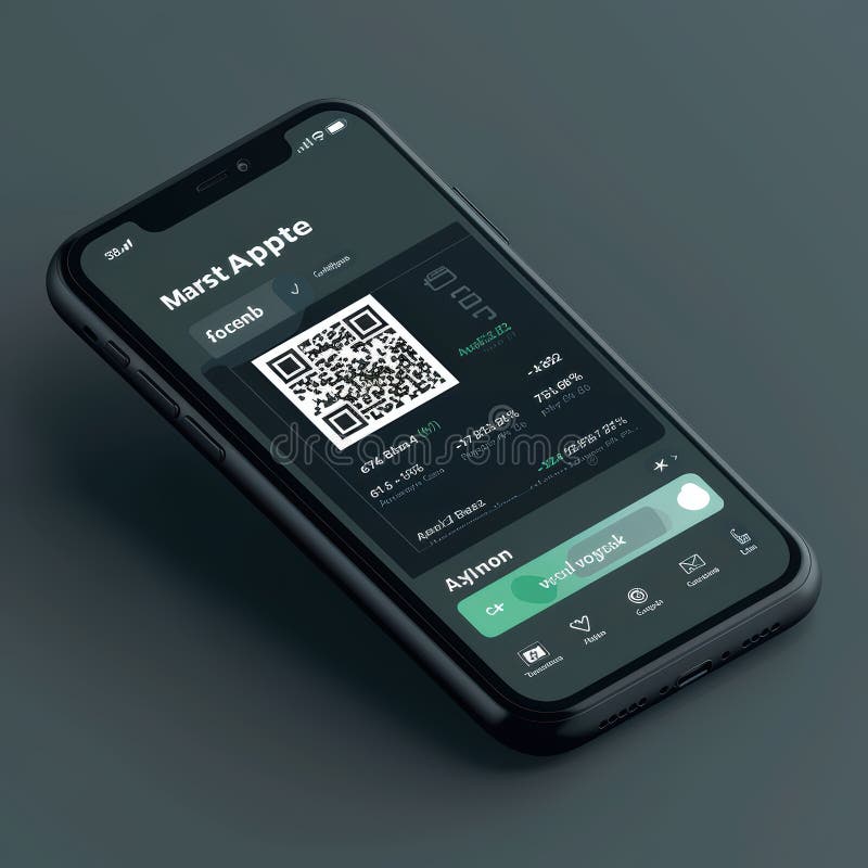 Modern Smartphone Displaying Digital Wallet with QR Code Stock ...