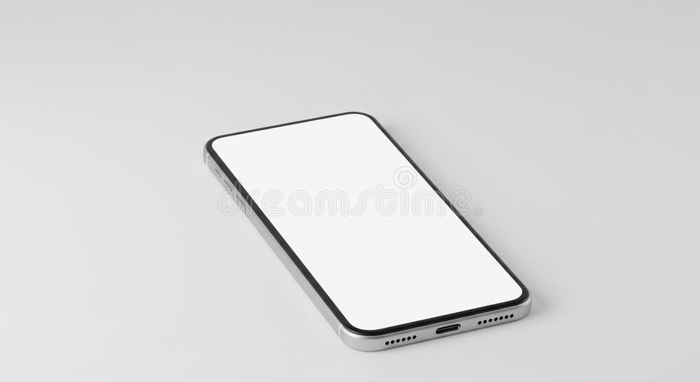 A Modern Smartphone with a Sleek, Black Frame Lying on a Light Grey ...