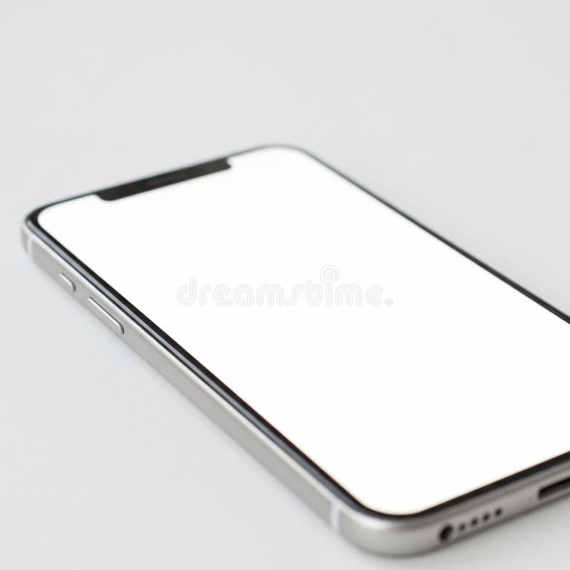 A Modern Smartphone with a Sleek Silver Frame Rests on a White Surface ...