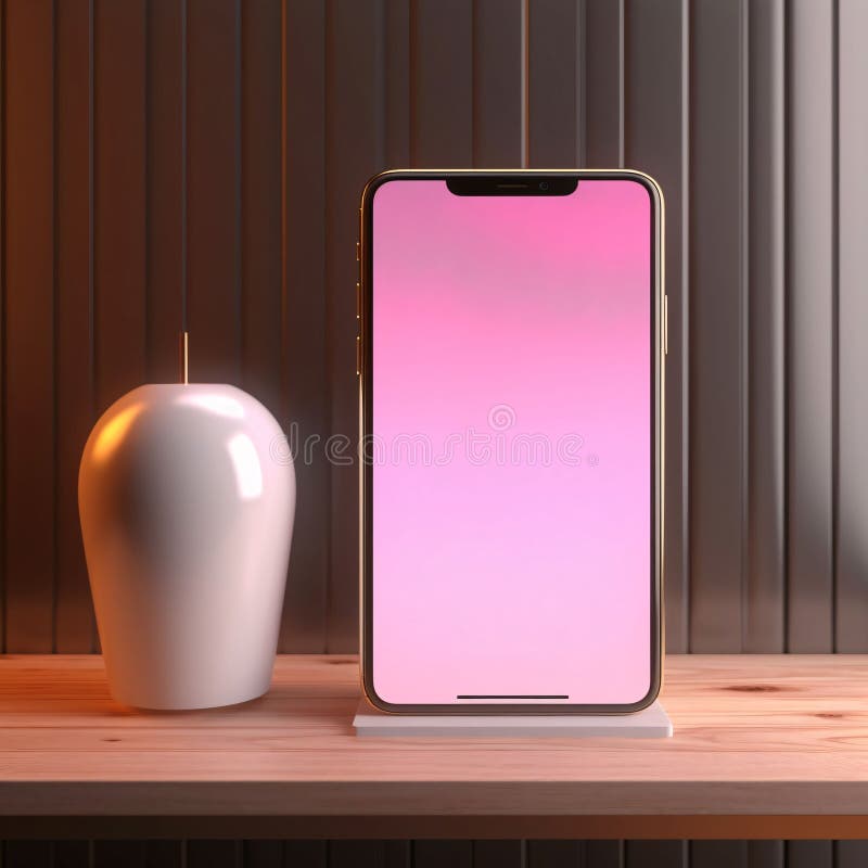 Modern Smartphone on Stand with Abstract Background Stock Illustration ...