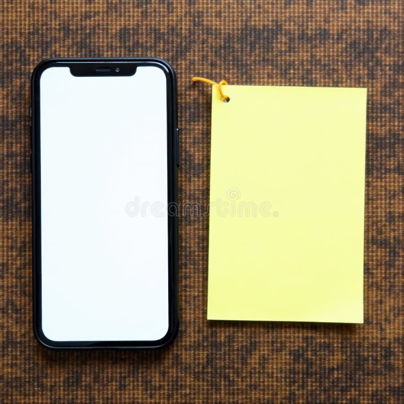 Modern Smartphone beside Sticky Note on Rustic Wood, Image, Design ...