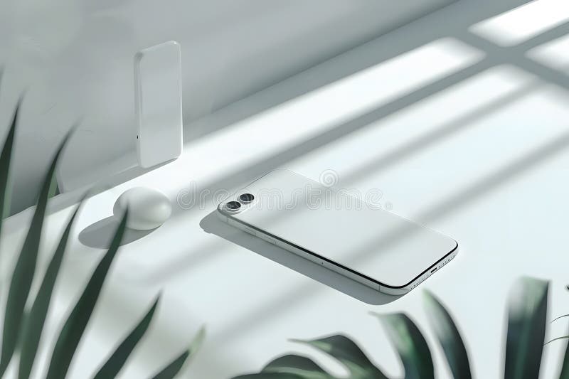 Modern Smartphone and Tablet Devices Resting on a Minimalist White ...