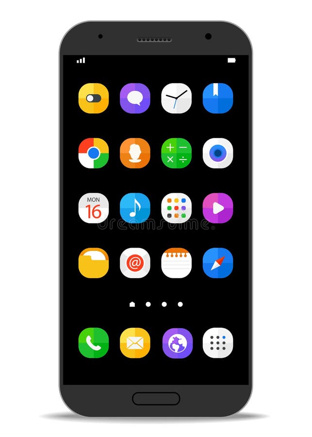 Modern Smartphone Template with Different Color Icons Editorial Image ...
