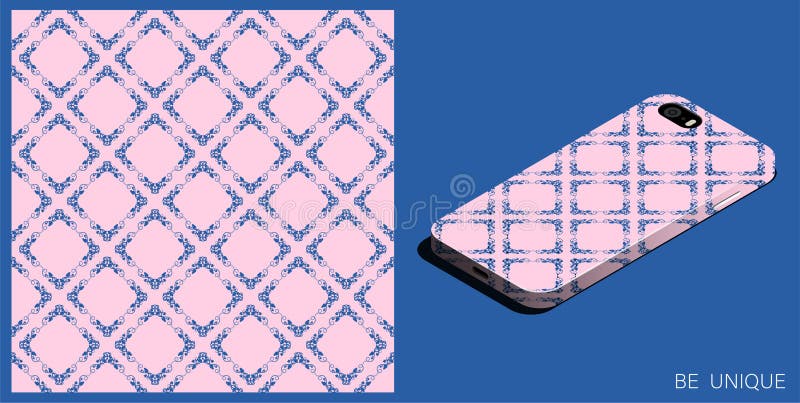 Modern Smartphone in Unique Case Decorated Geometric Seamless Pattern ...
