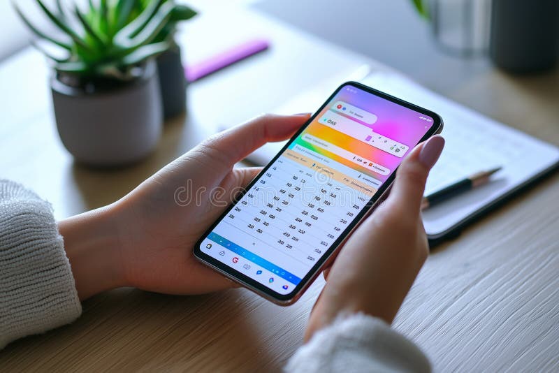 Modern Smartphone Usage and Productivity Stock Illustration ...