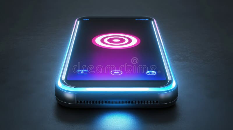 Modern Smartphone with Vibrant Neon Design Showcasing a Circular Target ...