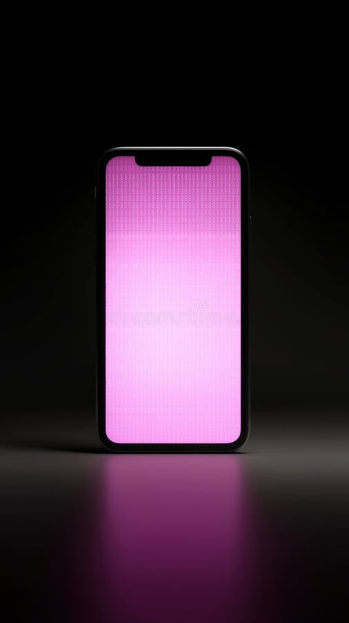 Modern Smartphone with Vibrant Pink Screen Glowing in Dark Environment ...