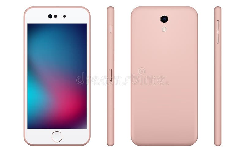 Modern Smartphone Outline View from Four Sides Front, Back, Right and ...