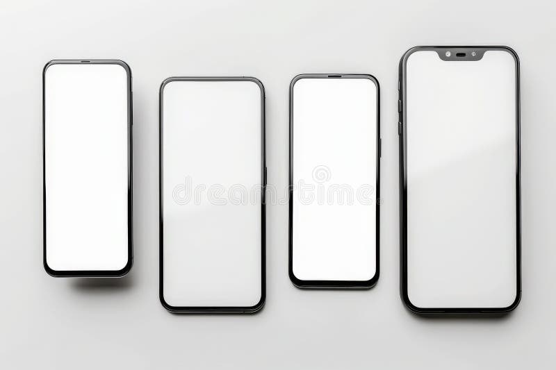 Modern Smartphone with White Screen Display, Different Angles Views ...
